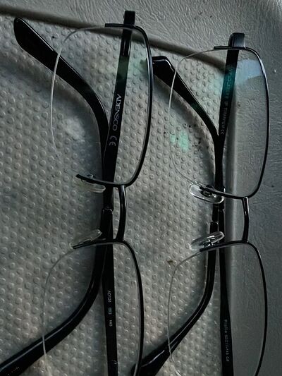 Silver Classic Rectangle Semi-Rimless Eyeglasses - Profile