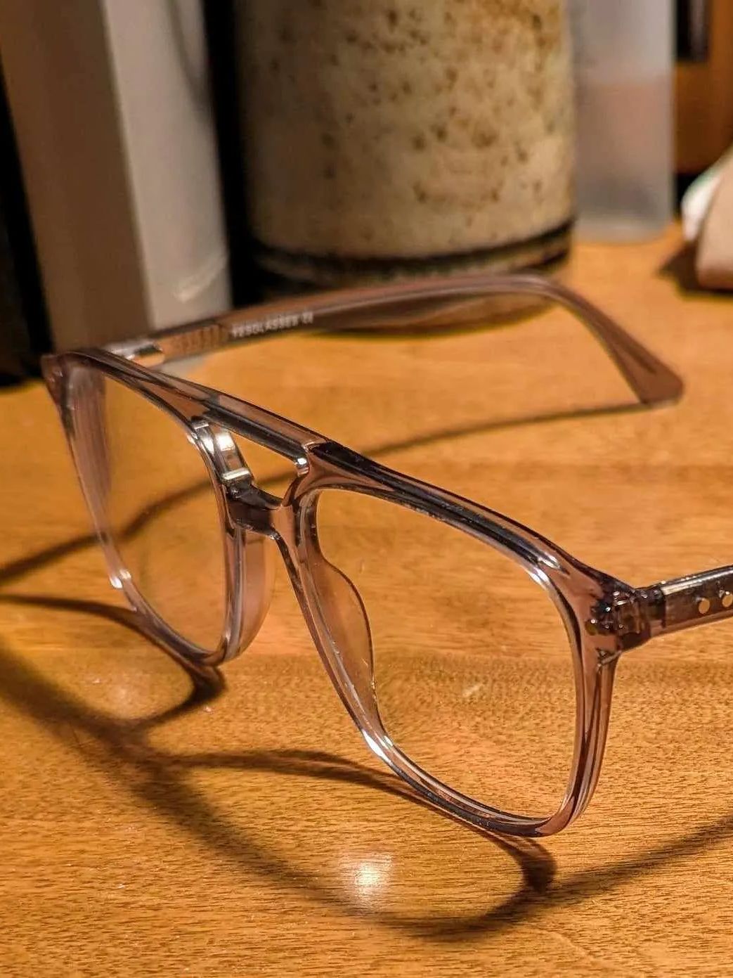 Tortoise Double Bridge Acetate Trapezoid Eyeglasses - Quantum