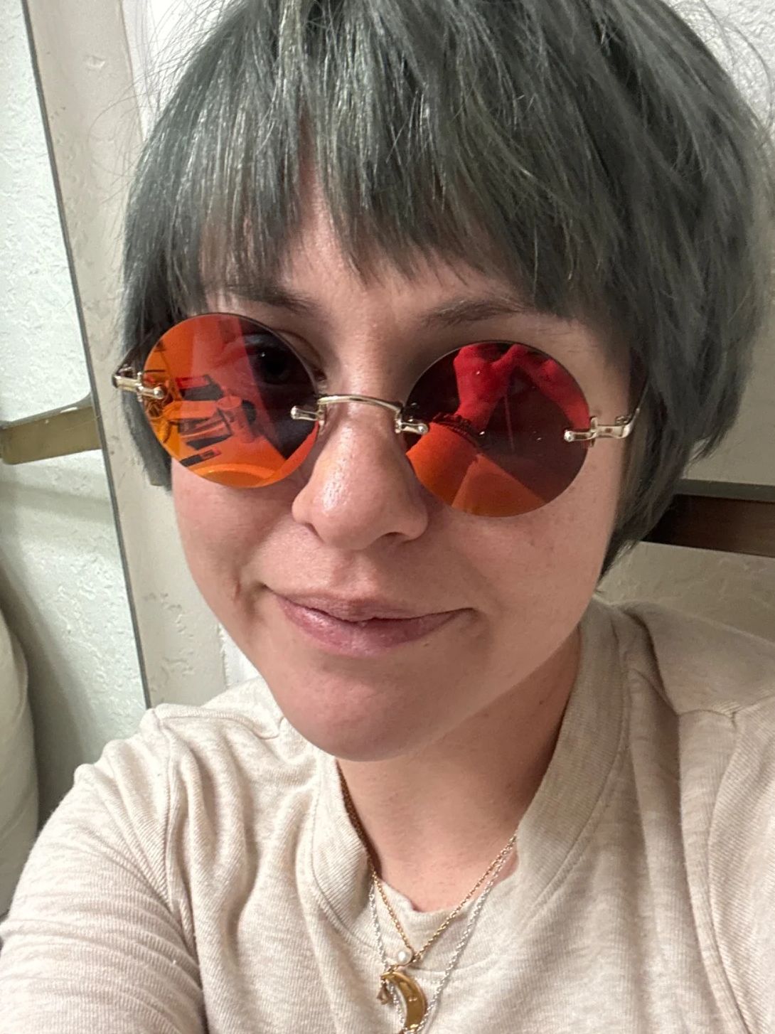 Silver Retro-Vintage Round Rimless Eyeglasses - Jen
