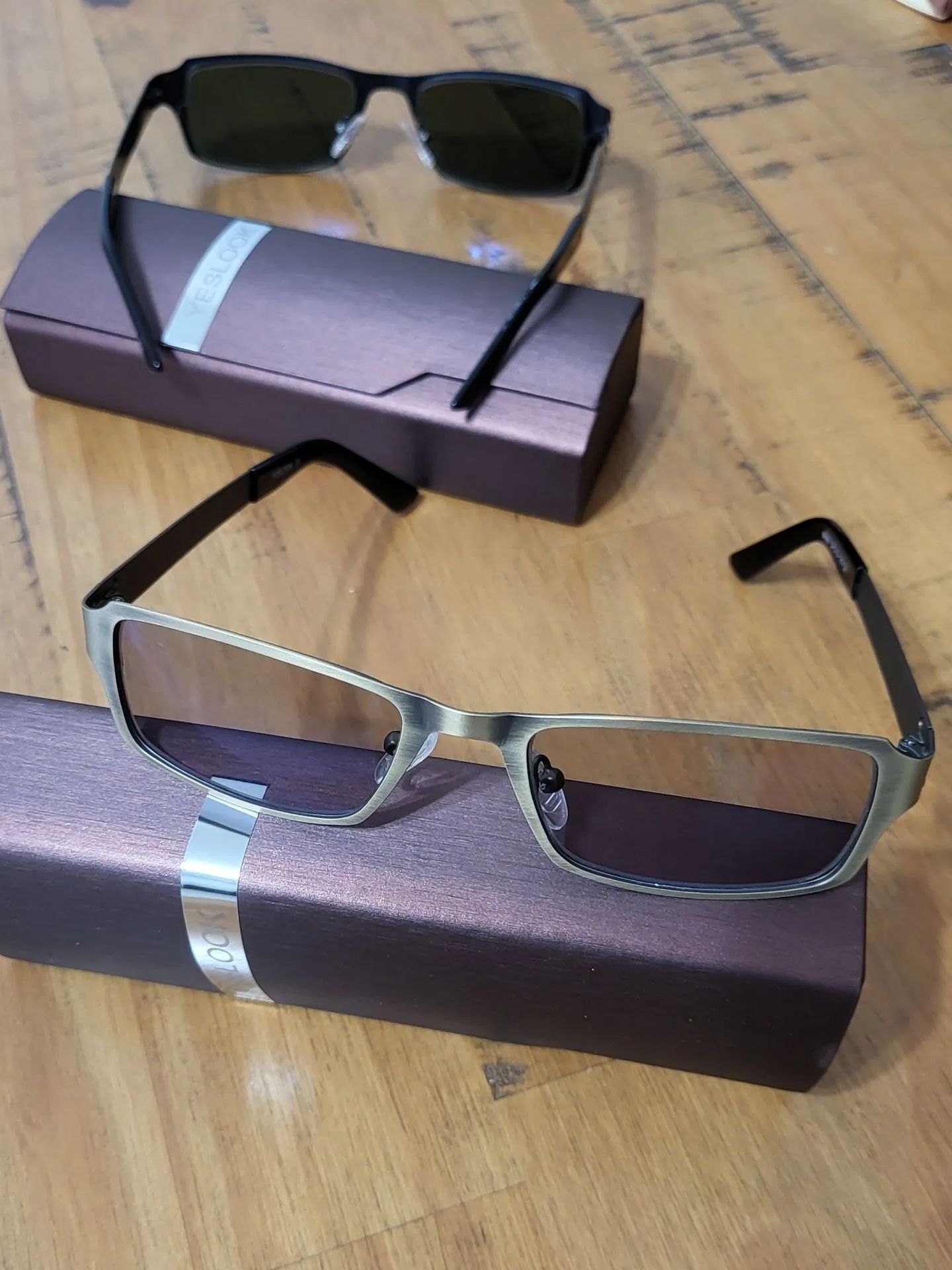 Bronze Retro-Vintage Metal Rectangle Eyeglasses - Moss